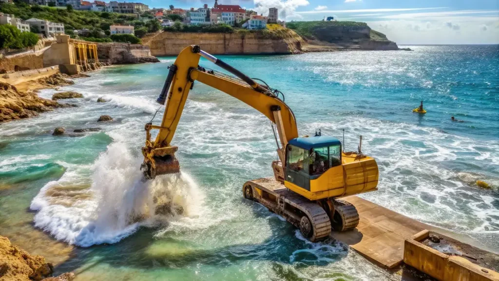 Excavator Trackhoes in Marine Construction and Dredging